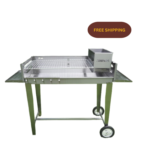 430 Stainless Steel Charcoal and Wood Fire BBQ - 900mm Mobile Braai ...
