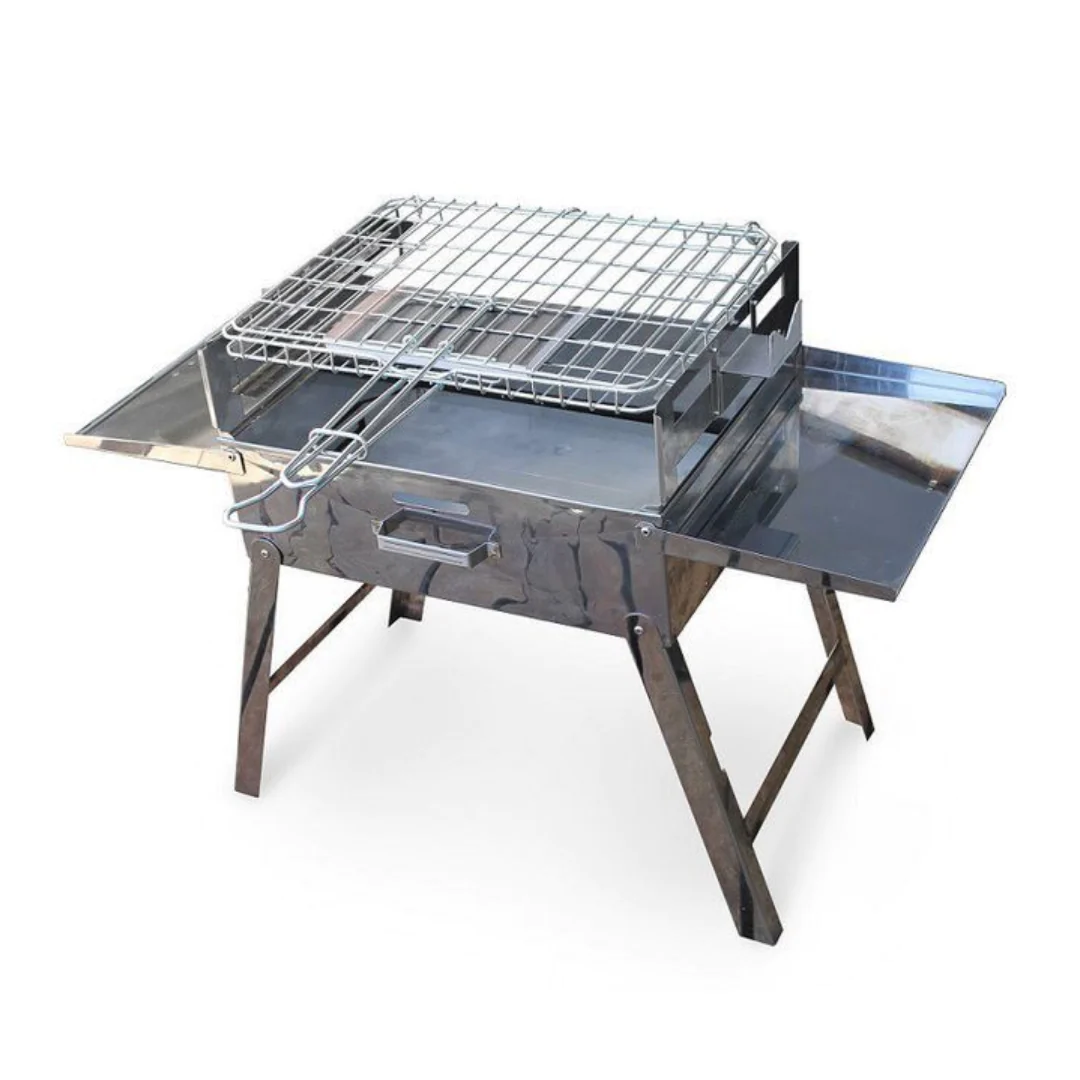Portable stainless steel camping braai barbecue with cover case - Let's ...